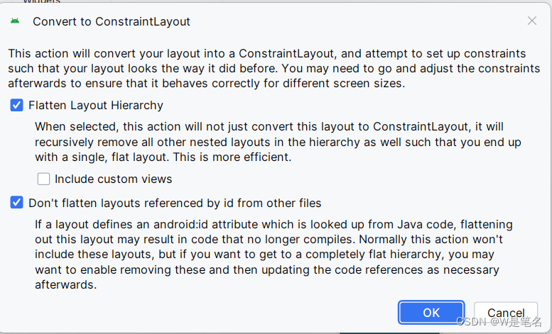 关于Android Studio ConstraintLayout布局下的设计页面无法拖拽控件，Layout fidelity warning-CSDN博客