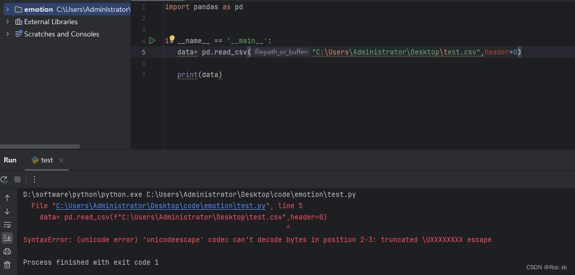 (unicode error) ‘unicodeescape‘ codec can‘t decode bytes in position 2 ...