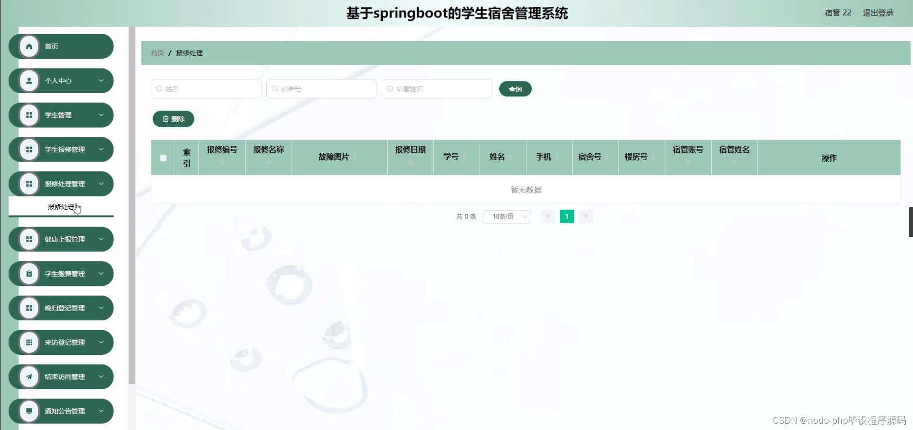 Springboot Java Php Node Python基于springboot的学生宿舍管理系统【计算机毕设】 Csdn博客
