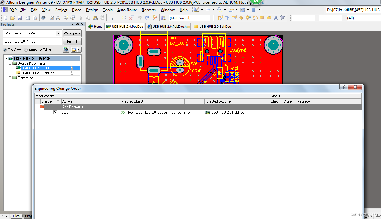 基于GL850G芯片设计USB2.0 4端口HUB硬件评估板硬件（原理图+PCB）工程文件_gl850g原理图-CSDN博客