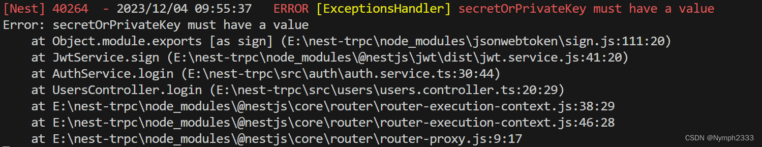 关于nestjs使用jwt按照官方文档出现中出现secretOrPrivateKey must have a value的解决方案-CSDN博客