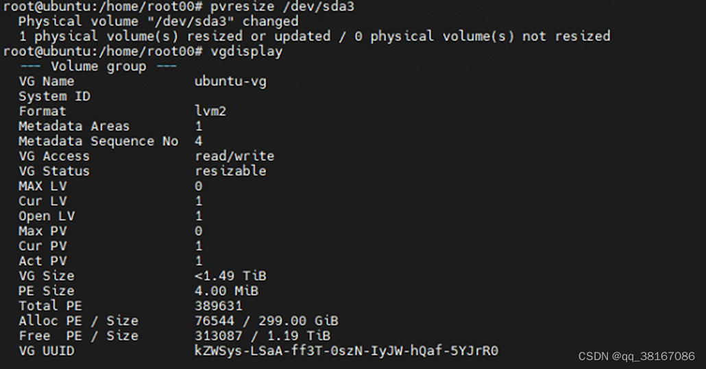Ubuntu分区(ubuntu-vg/lv)扩容_ubuntu vg-CSDN博客