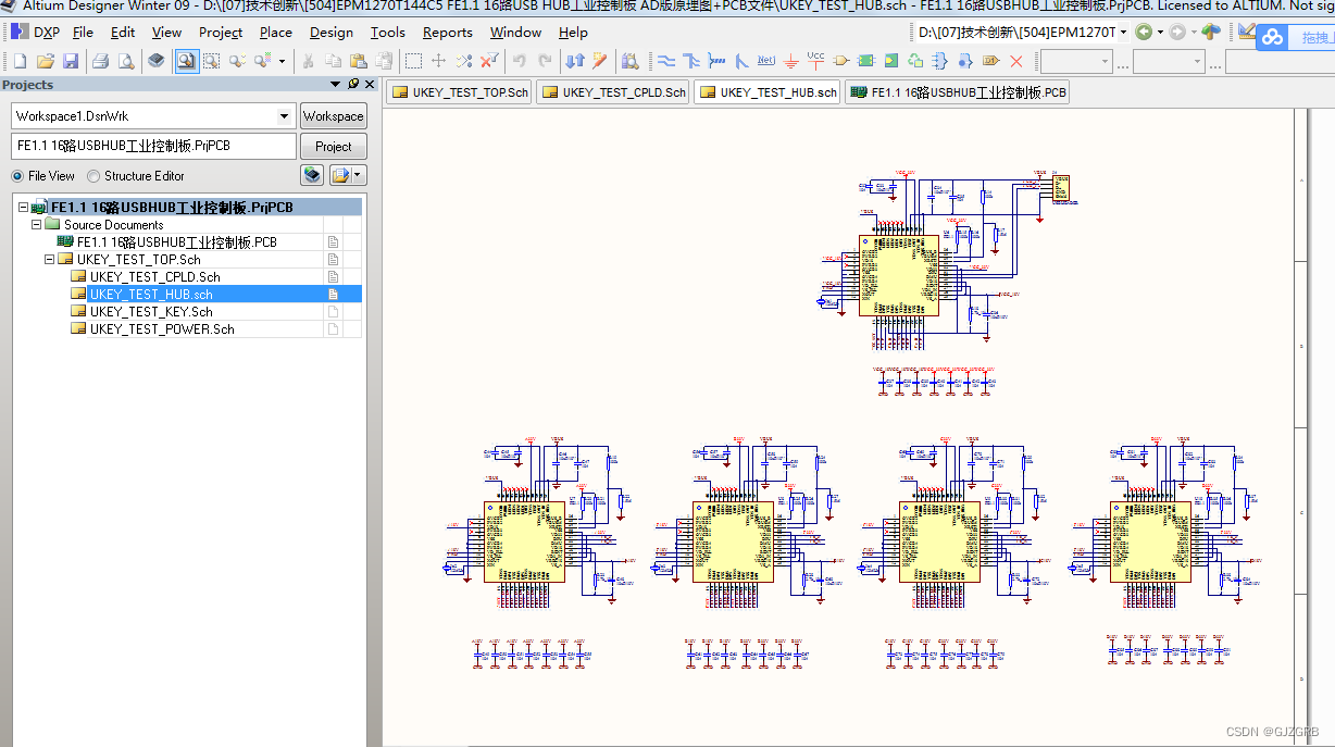 基于EPM1270T144C5+FE1.1芯片设计16路USB HUB工业控制接口板 硬件（原理图+PCB）工程文件_epm1270t144c5n 开发板电路图-CSDN博客