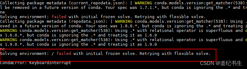 解决Anaconda Solving environment: failed with initial frozen solve.. 以及装包一直转圈/卡死的问题_anaconda降低 ...