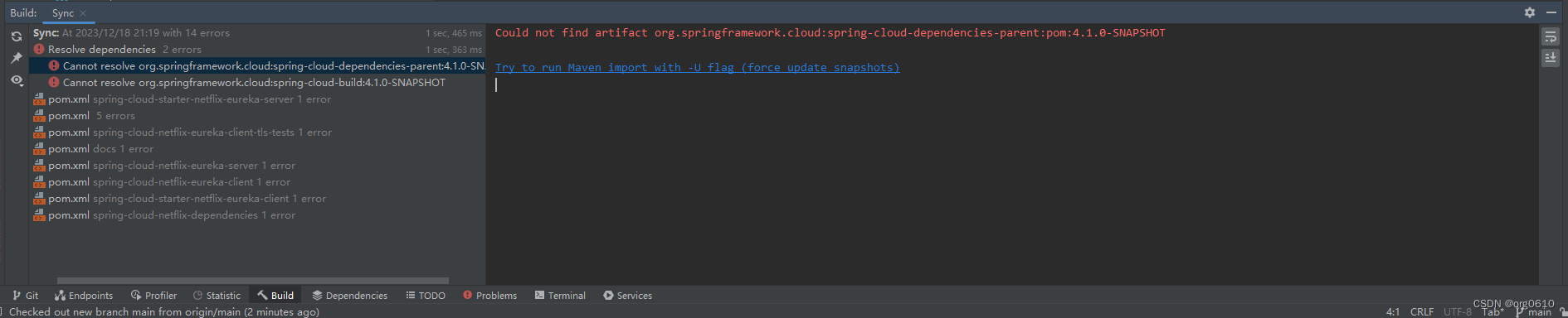 spring-cloud-netflix源码项目提示Could not find artifact org.springframework.cloud:spring-cloud ...