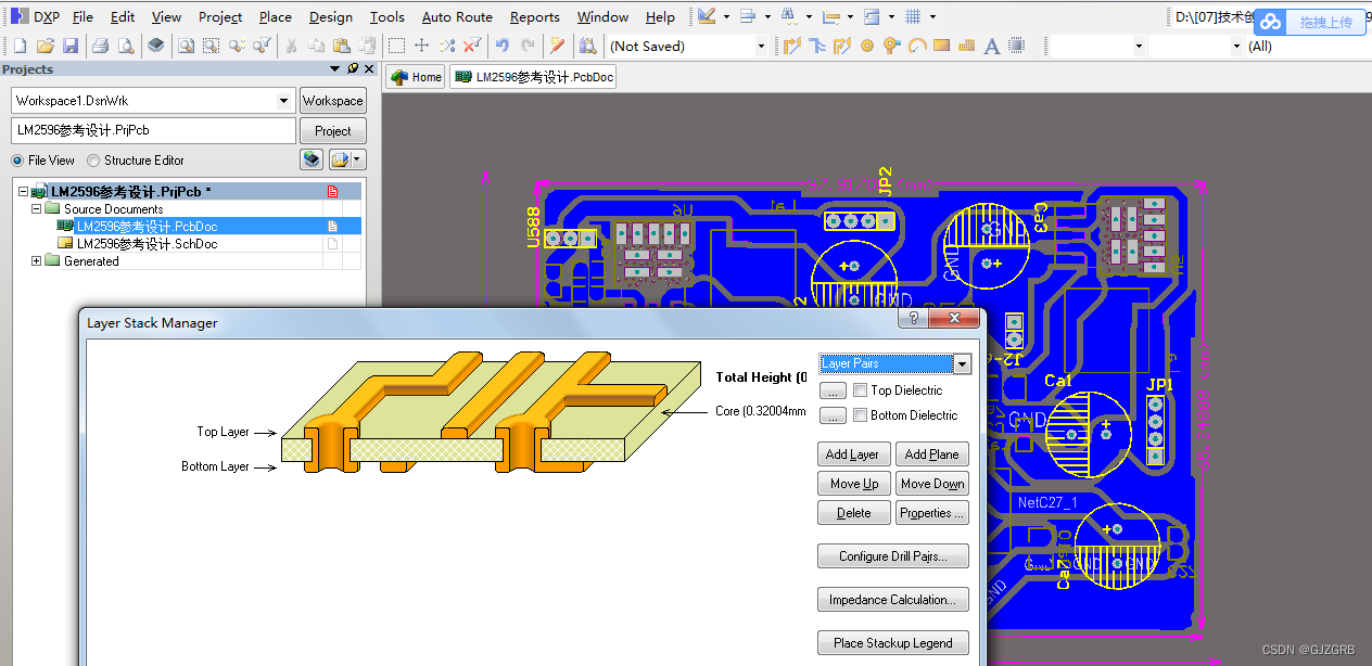 基于LM2596芯片设计 DC-DC电源模块参考设计硬件（原理图+PCB）文件，ALIUTM设计的工程文件_lm2596-5v pcb-CSDN博客