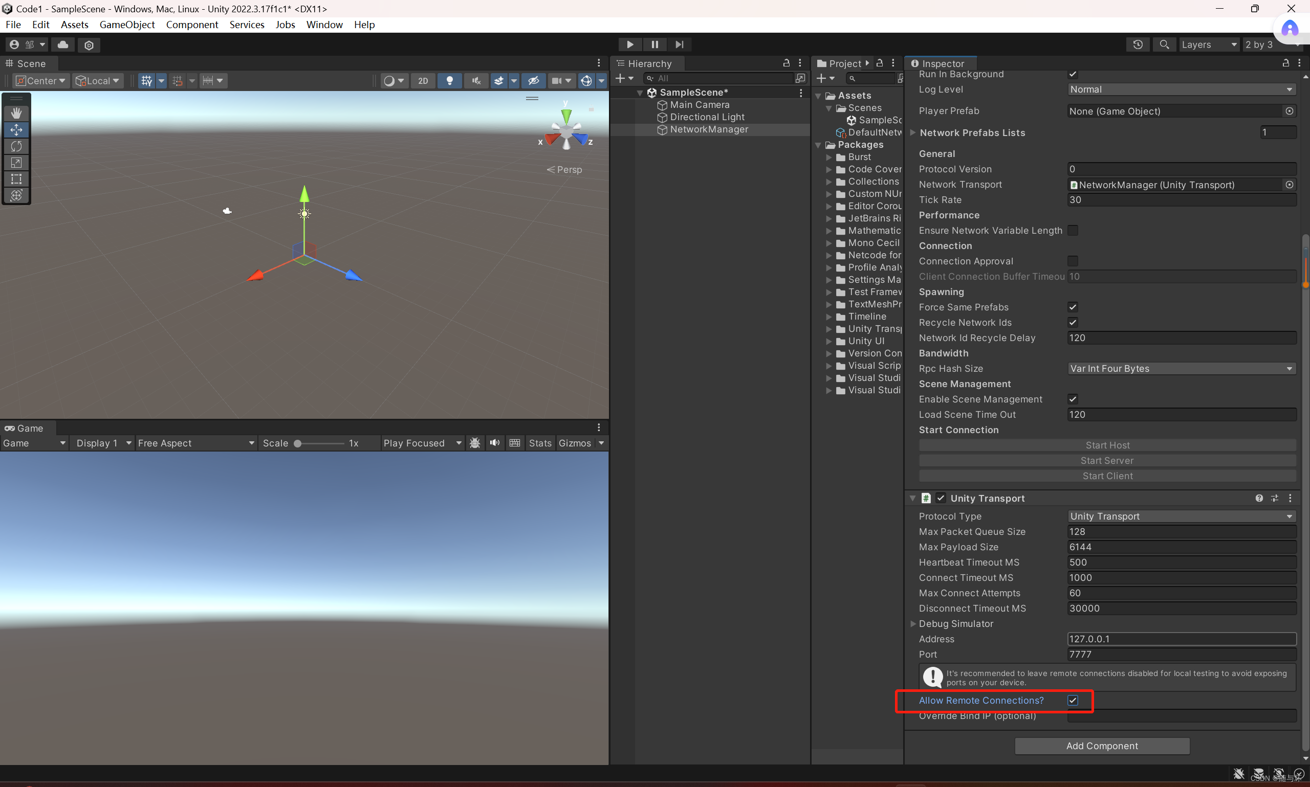 Unity Netcode 实践笔记-网络连接及玩家创建（二）_unity networkmanager发送信息-CSDN博客