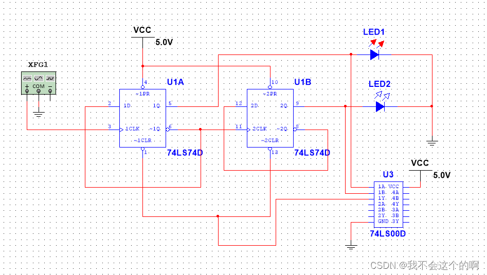 74ls74(双D触发器)和与非门设计异步三进制加法器电路_7474异步三进制-CSDN博客
