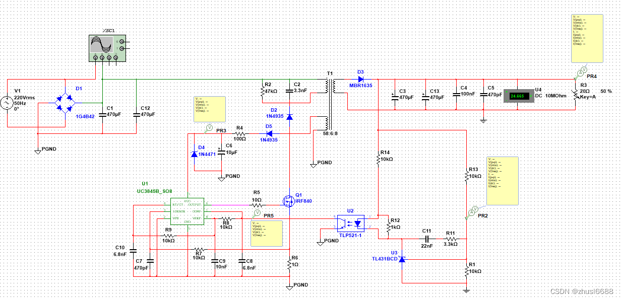 Multisim14.0仿真应用设计（一百三十三）基于UC3845B的反激式开关电源应用设计仿真_uc3843的multisim模型-CSDN博客