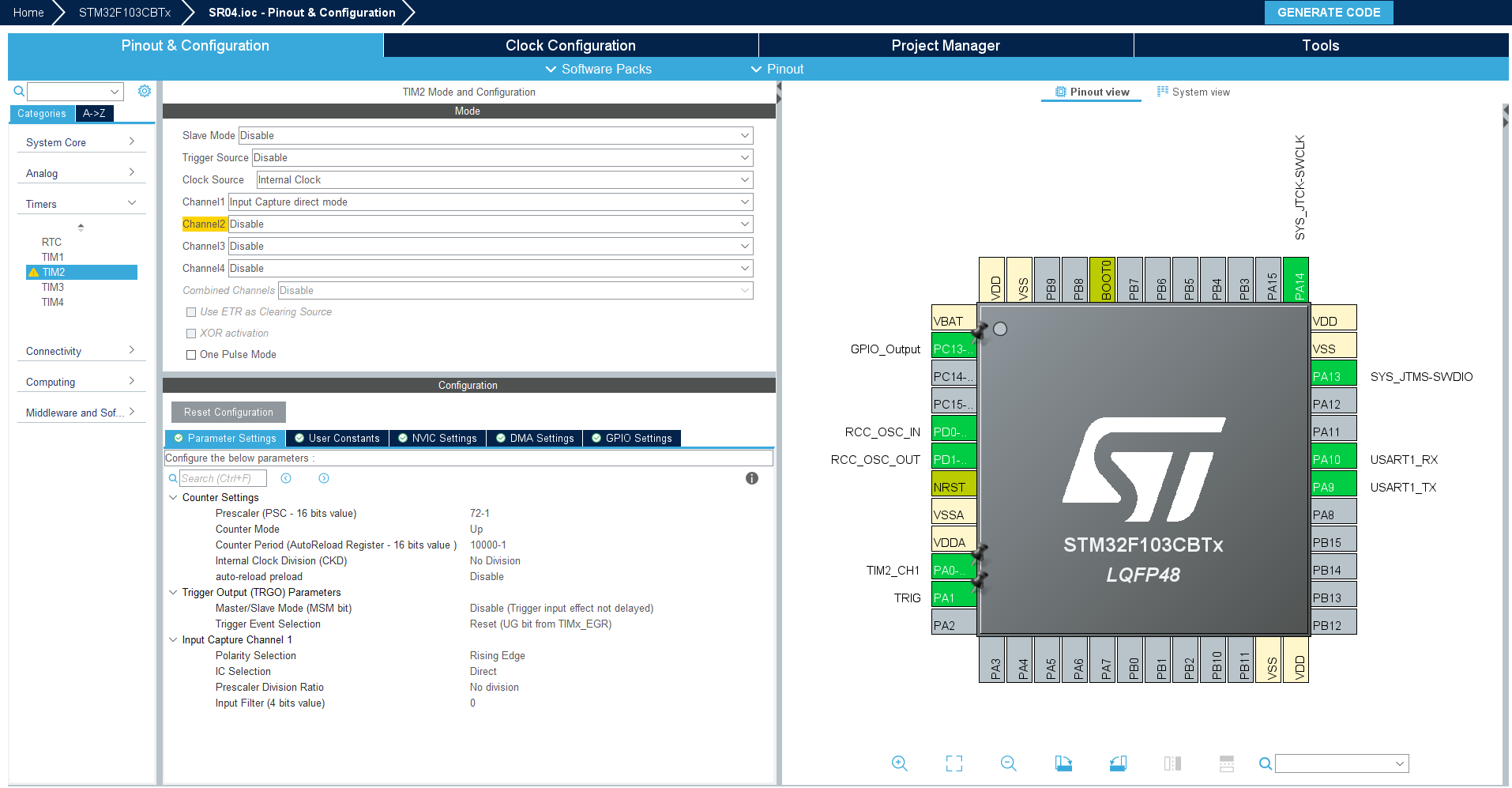 【stm32】超声波测距模块hc Sr04用定时器输入捕获实现测距hc Sr04 Stm32 Csdn博客 