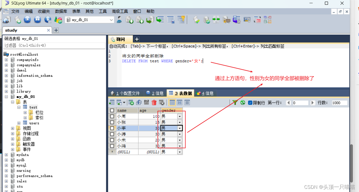 Mysql数据库基础知识:dml语句的使用:dml语句的定义,添加数据(insert),修改数据(update),删除数据(delete