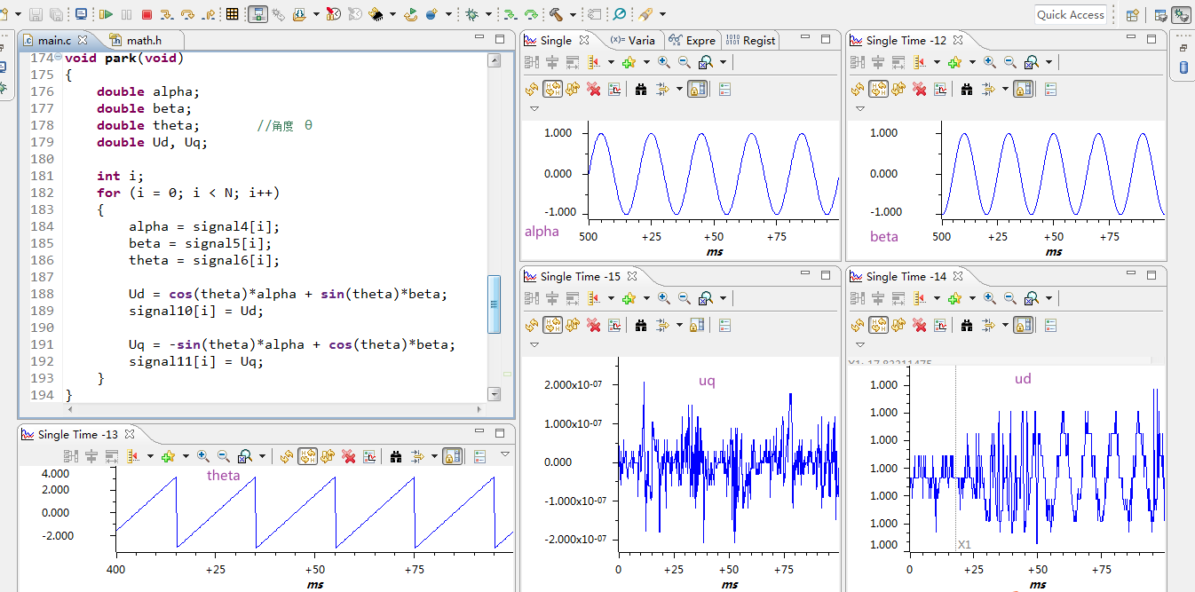 DSP28335在CCS代码实现Clarke、Park变换及反变换_dsp park变换 编程-CSDN博客