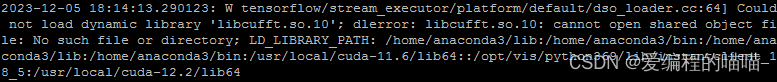Could not load dynamic library ‘libcufft.so.10‘； dlerror: libcufft.so.10: cannot open shared解决方案 ...