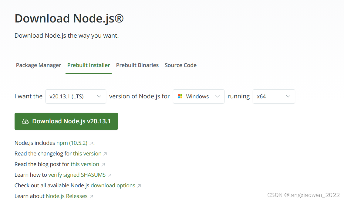 nodejs V20.13.1 windows10 安装配置_nodejs16-CSDN博客