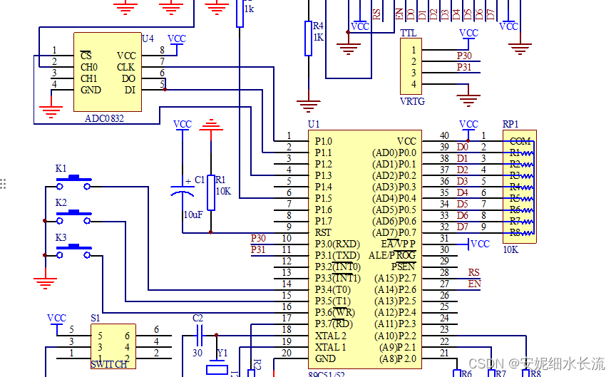 AT89C52+ADC0832+LCD1602 用ADC0832采集电压，并在1602上显示电-CSDN博客