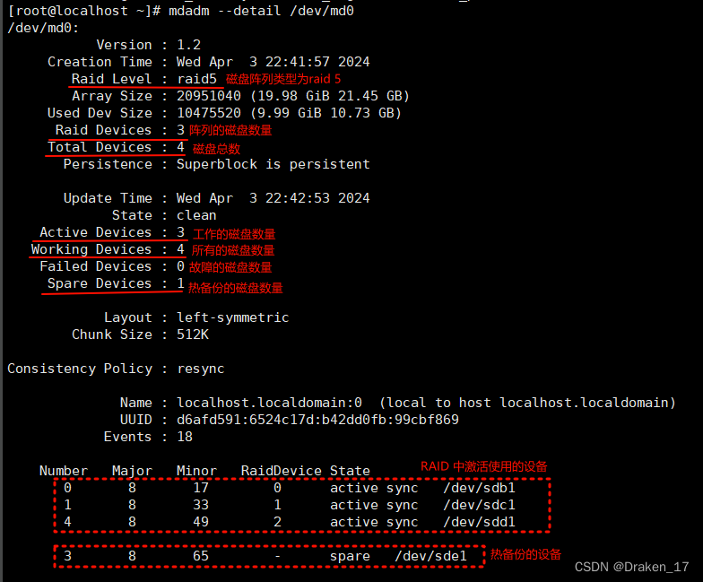 RAID 5 搭建 挂载 更换————详细步骤_linux怎么挂载raid5-CSDN博客