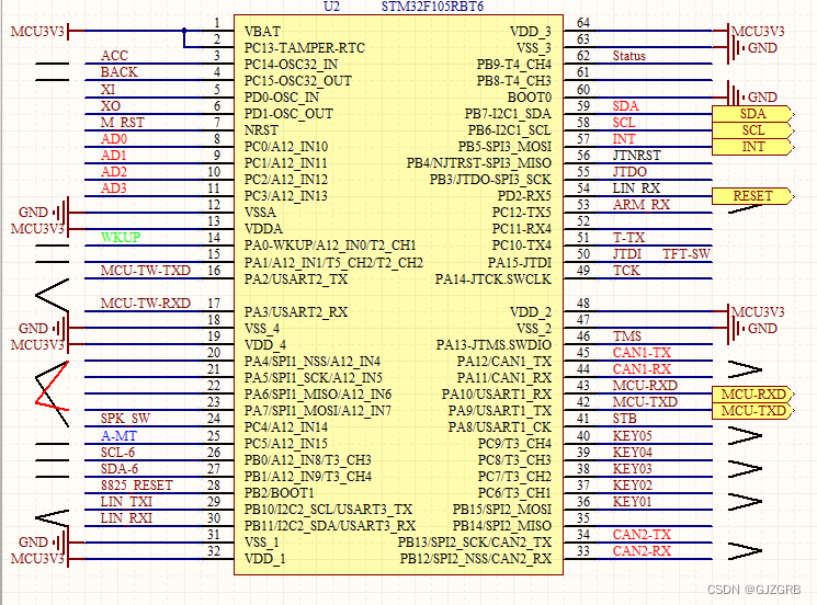 基于STM32F105RBT6单片机+MCP23008设计多路IO工业级数据采集板硬件（原理图+PCB）工程文件_stm32f105rbt6原理图-CSDN博客