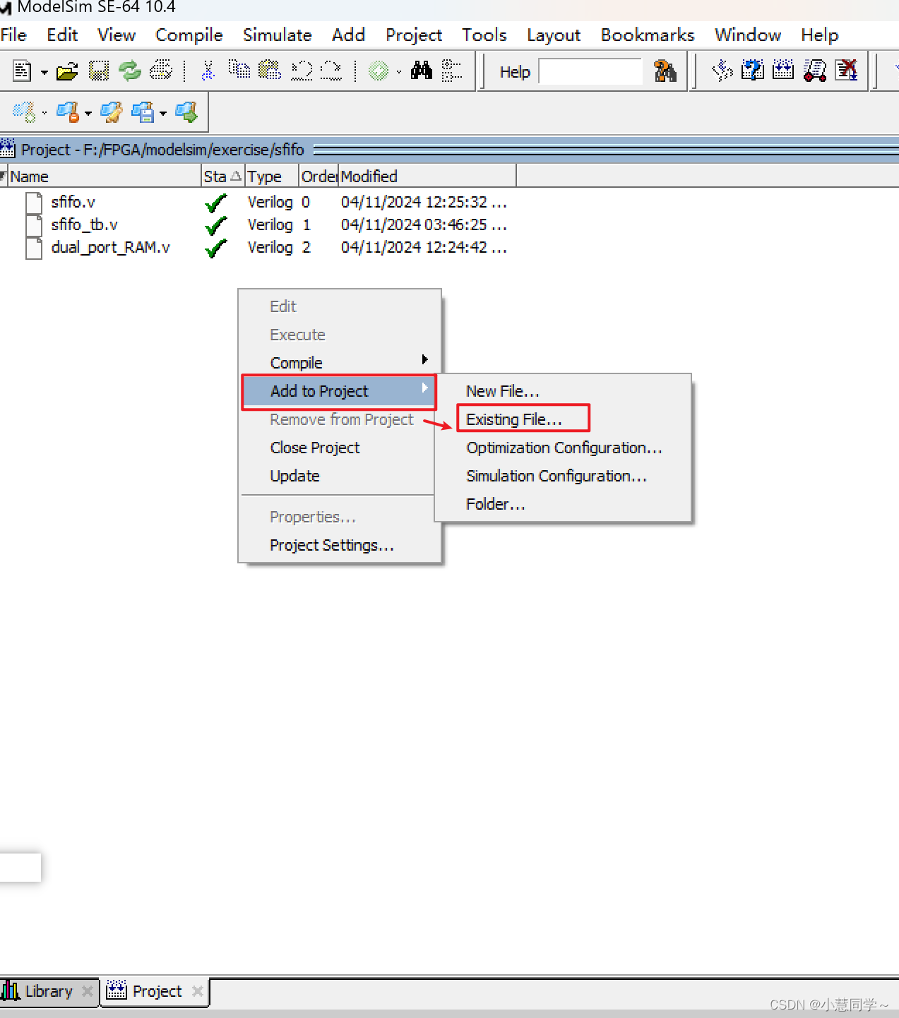 modelsim已创建的工程中如何添加v.文件_modelsim如何给已有的library里面添加.v文件-CSDN博客