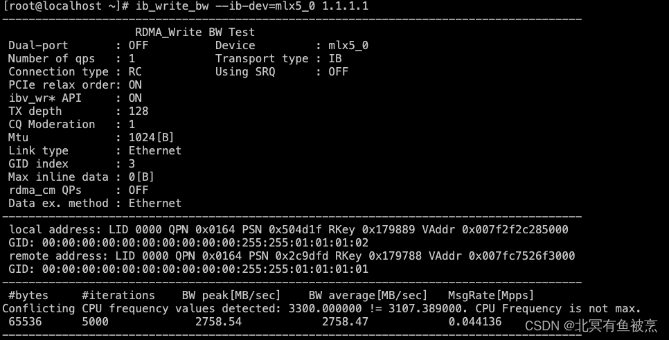 【RDMA命令之】ib_write_bw如何启动高性能网卡带宽性能测试(s: ib_write_bw, c: ib_write_bw 1.1.1.1)_ib网络带宽测试-CSDN博客