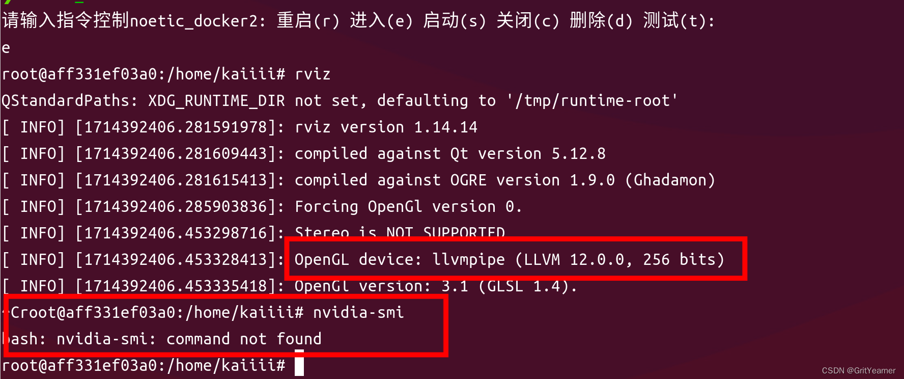 ROS docker在安装主机显卡驱动后，rviz等可视化工具报错_rviz需要显卡-CSDN博客