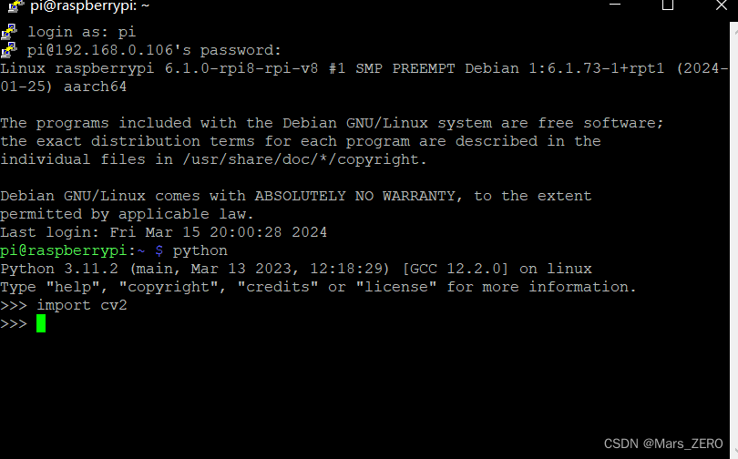 树莓派5连接摄像头并安装opencv及Pytorch（用于后续yolov5-Lite）04.06更新_树莓派5csi摄像头和opencv连用-CSDN博客
