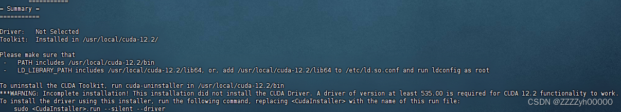 Linux 服务器 cuda安装_install of 535.54.03 failed, quitting-CSDN博客