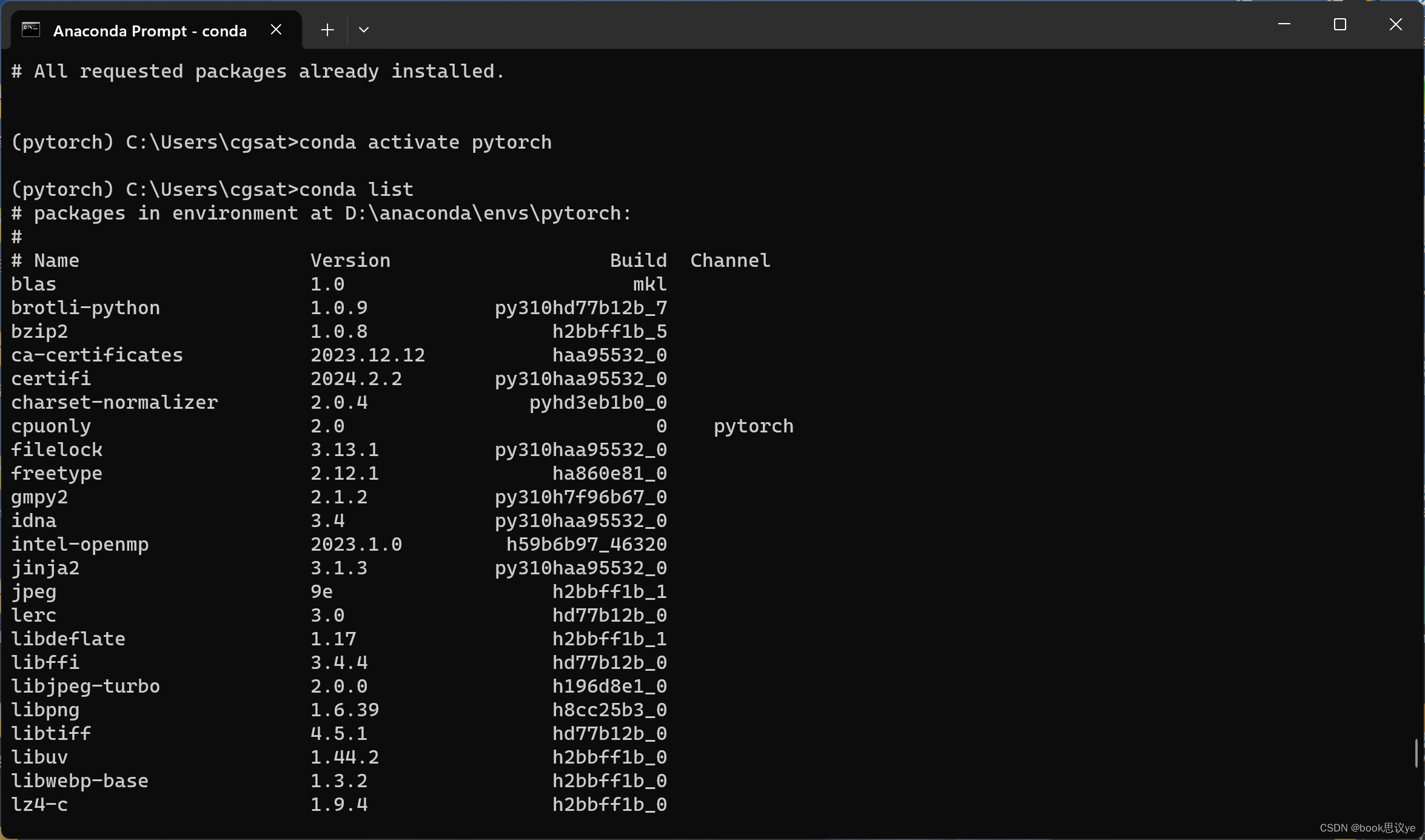 2024最新win11系统PyTorch安装CPU版（保姆级教程）_pytorch下载cpu版本-CSDN博客