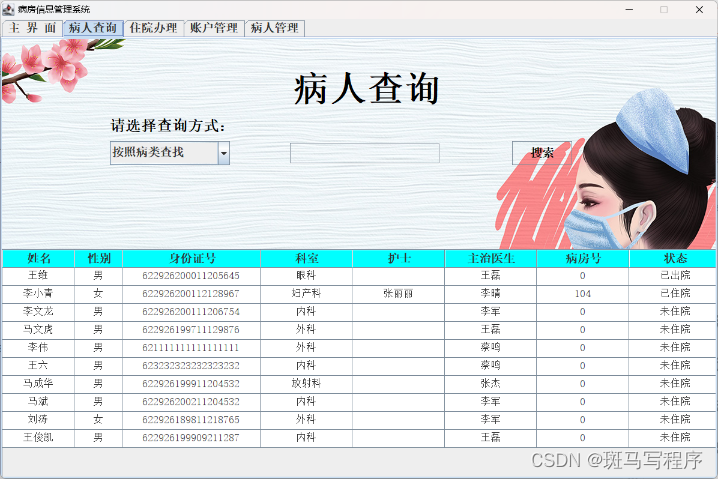 Java病房信息管理系统（课设）医院病房管理系统java课设 Csdn博客
