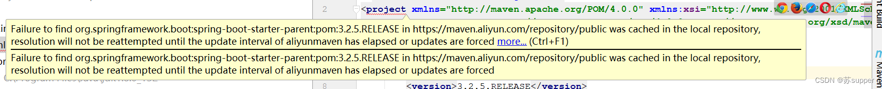 idea创建的springboot出错的pom.xml依赖出错Failure to find org.springframework.boot ...