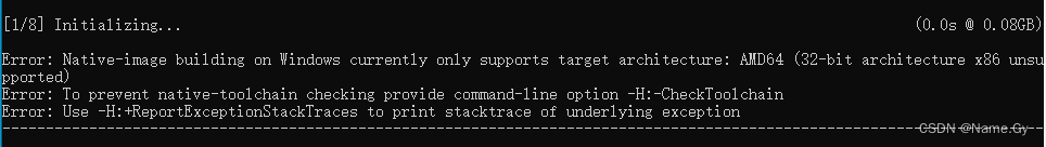 解决 Error: Native-image building on Windows currently only supports target architecture: AMD64 ...
