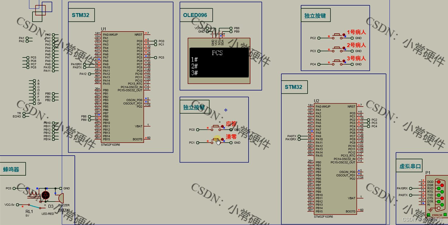 Proteus仿真实例基于stm32单片机的病床呼叫系统(仿真文件程序)24 32f 51 Csdn博客