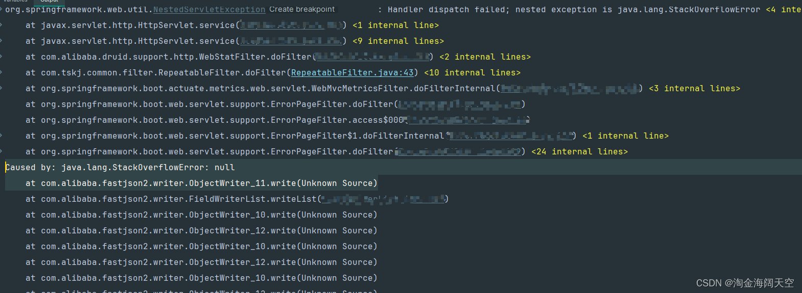 达梦数据库 Caused by: java.lang.StackOverflowError: null at com.alibaba.fastjson2.writer.ObjectWriter ...