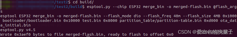 ESP32 bin文件生成及多个bin文件合并指南_esp32 将烧录固件合并-CSDN博客