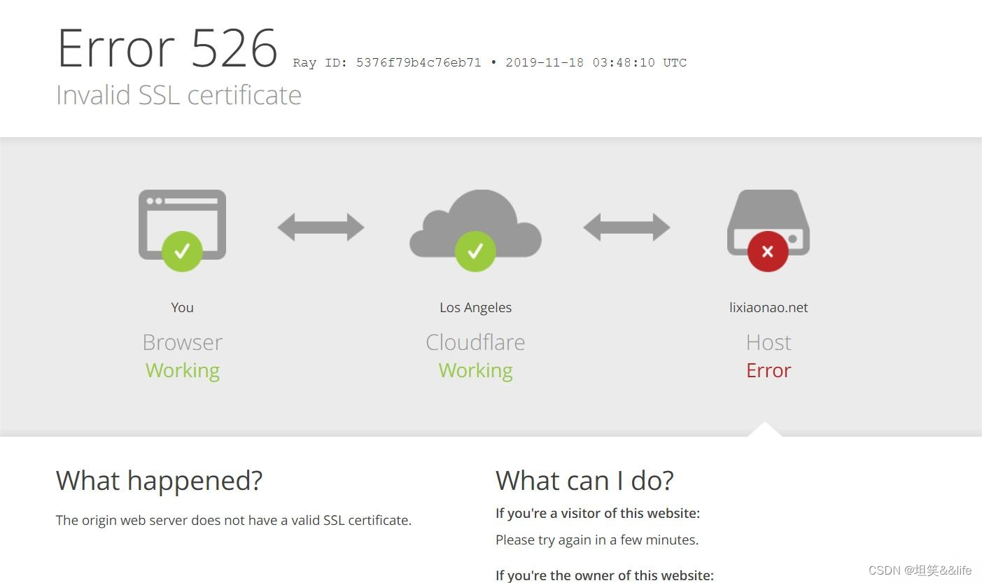 运维系列：CloudFlare遇到Error 526无效的SSL证书解决方法_invalid ssl certificate error code 526-CSDN博客