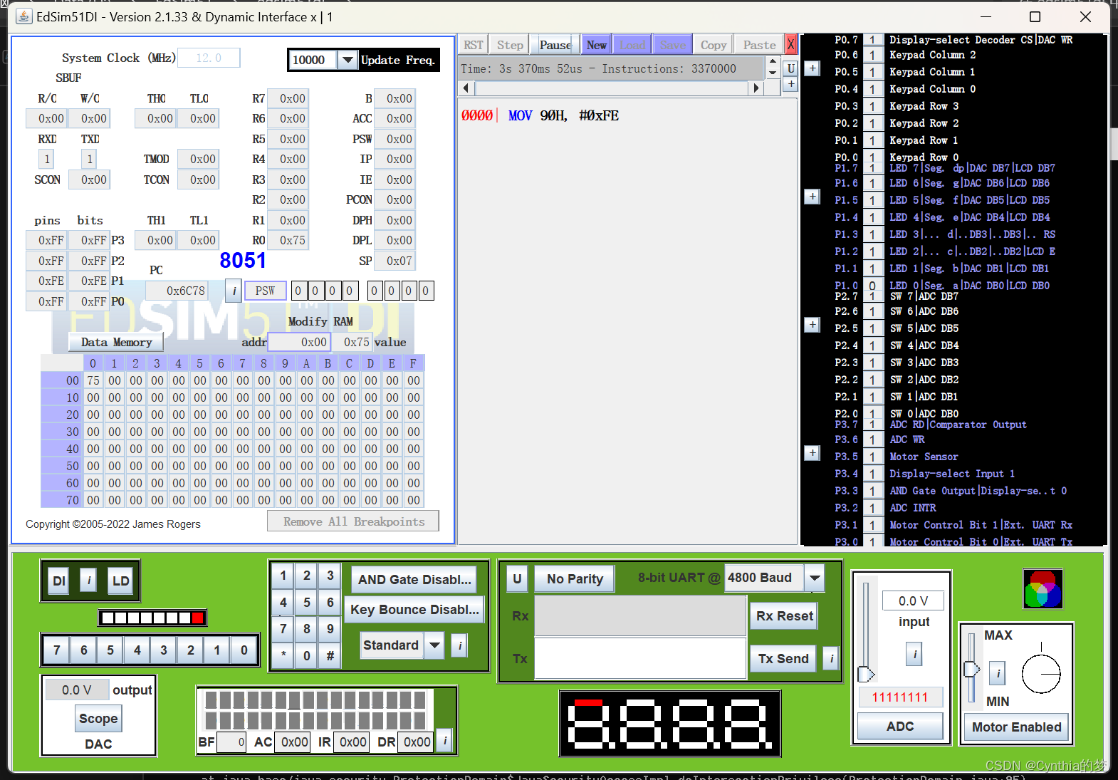 沉浸式学习51单片机（2）--基于SDCC和Edsim51的代码仿真_8051单片机点亮一个led灯程序-CSDN博客