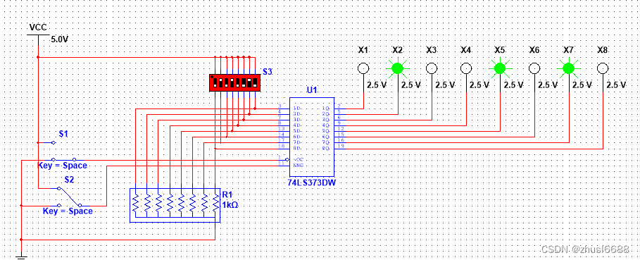 Multisim14.0仿真应用设计（七十五 ）74LS373 具有三态输出的D触发器应用仿真_multisim中的74ls373n元件的真值表-CSDN博客