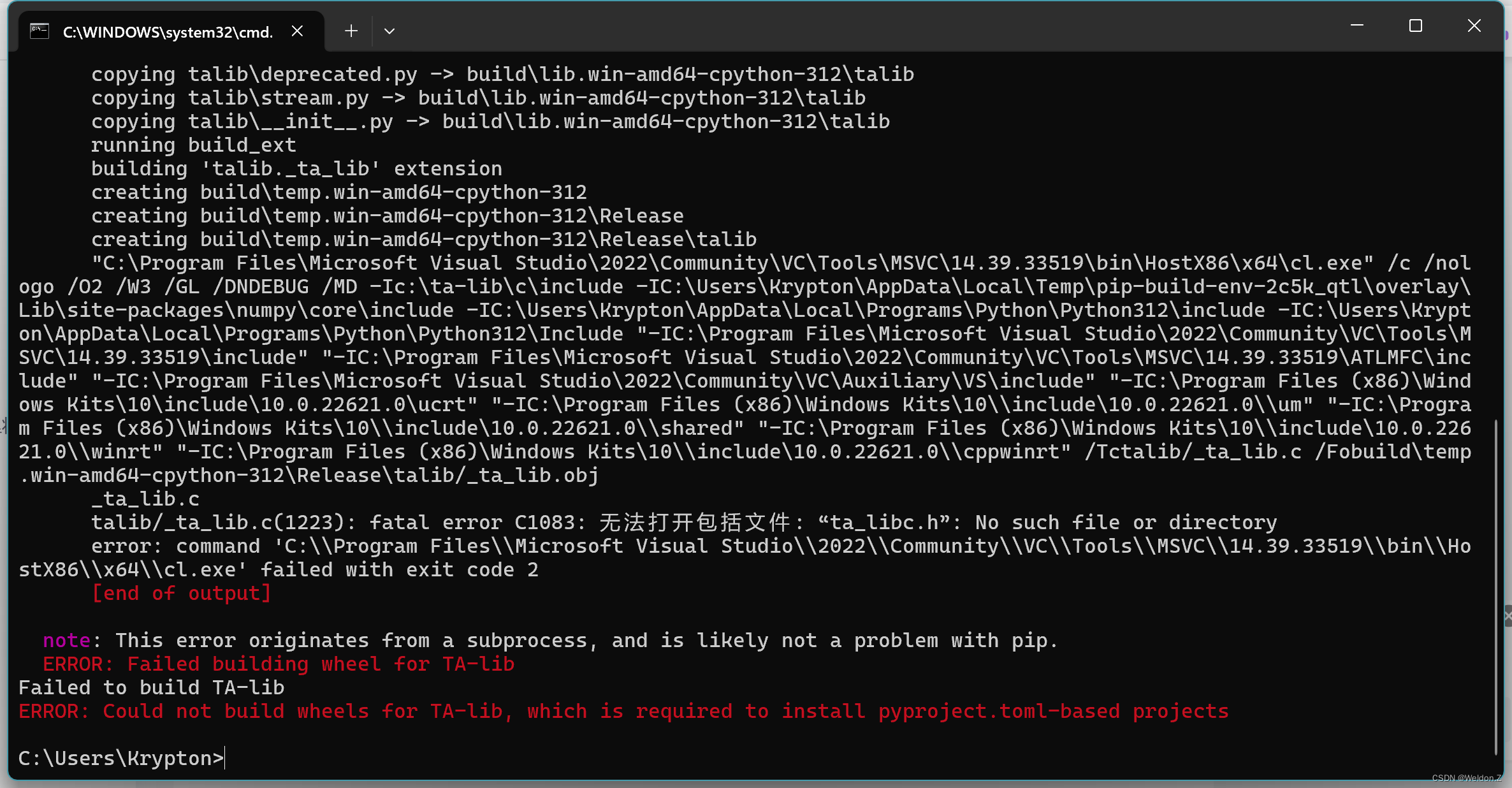 talib库安装报错的解决方法（手动安装whl文件）_talib 安装 whl-CSDN博客