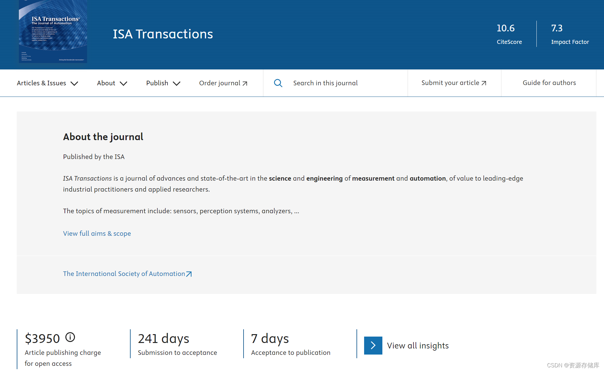 【期刊】【ISA Transactions】-CSDN博客