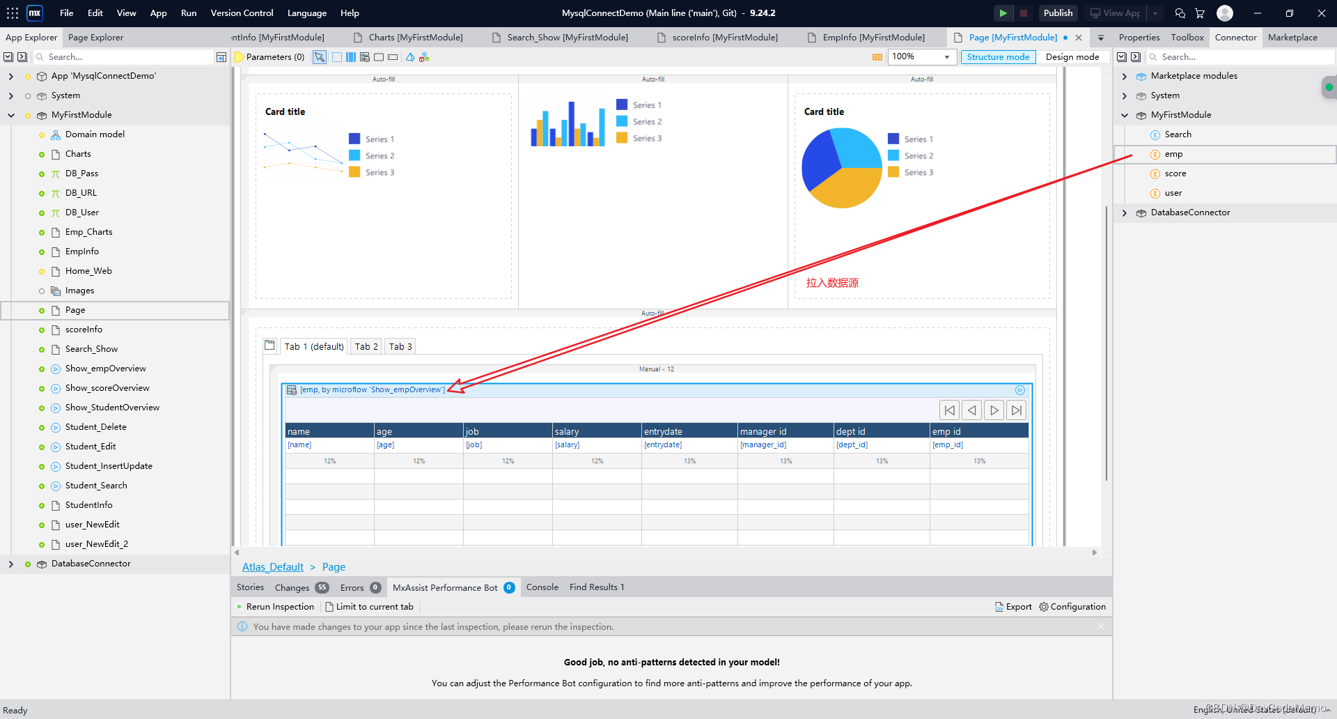 Mendix学习笔记-mendix折线图、柱状图、饼图使用_mendix中饼状图点击事件-CSDN博客