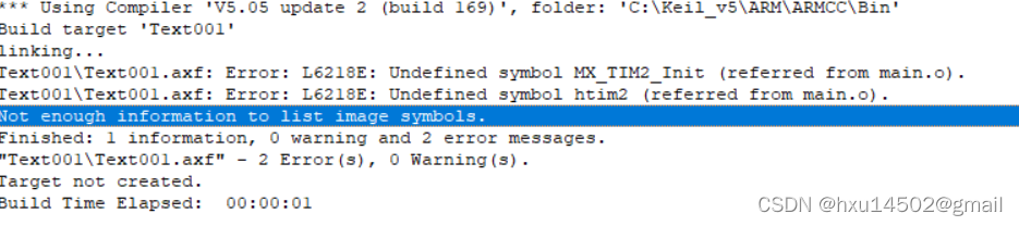 STM32（HAL库）报错：axf: Error: L6218E: Undefined symbol MX_TIM2_Init (referred from main.o)._stmiwdg ...