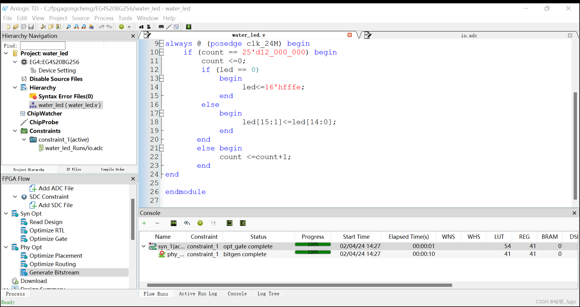 FPGA_简单工程_流水灯&EG4S20_arm的eg4s20系列手册-CSDN博客