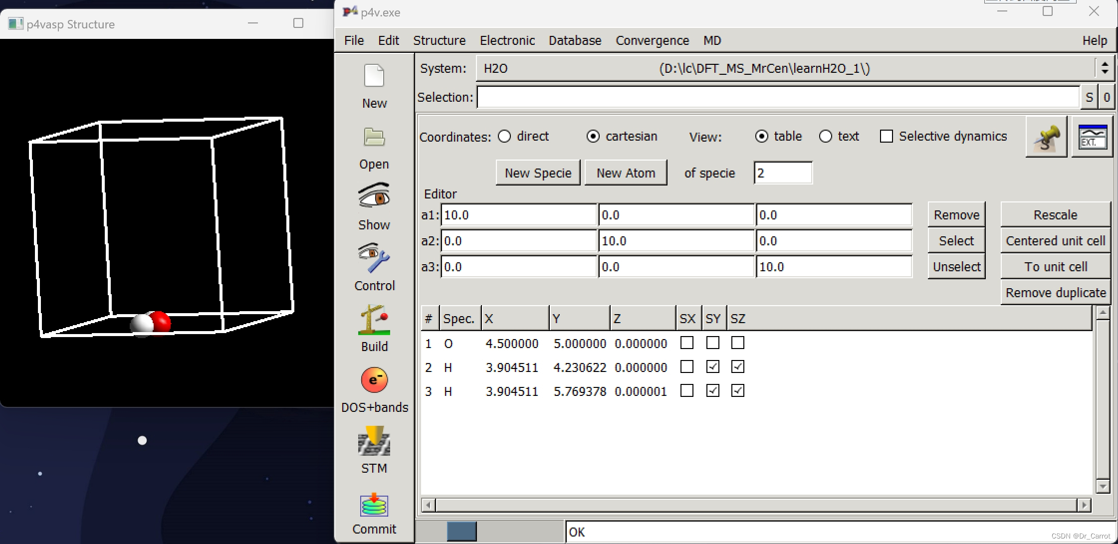 [VASP learning]p4vasp旋转和平移操作和H2O-H-OH2质子传递的反应路径和过渡态定位-CSDN博客