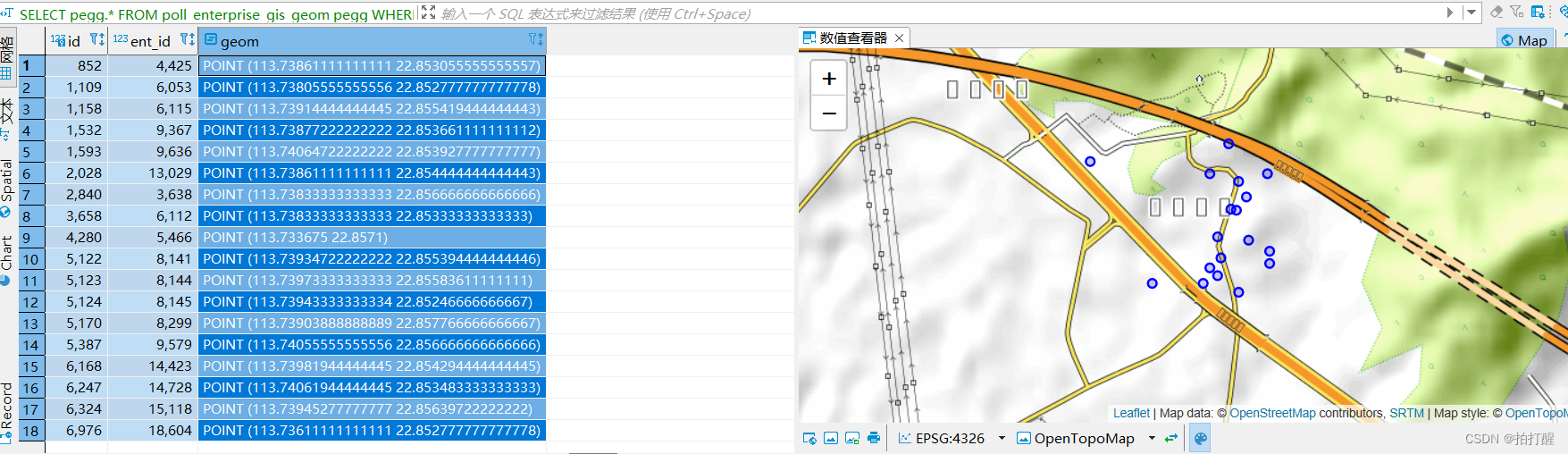 postgis使用，通过（点线面）点，线，面以及范围查询范围内的点位_postgis计算点位是否在范围内-CSDN博客