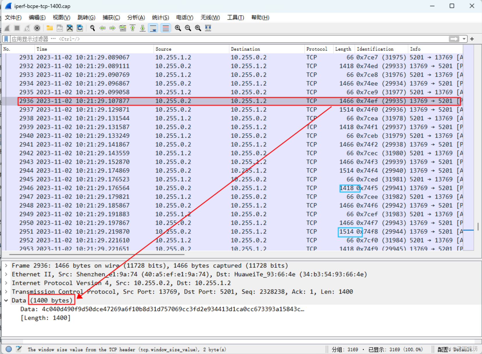 iperf实验验证及抓包分析系列之一：iperf3中通过-l参数指定的是哪部分数据的大小？_iperf3 -l-CSDN博客
