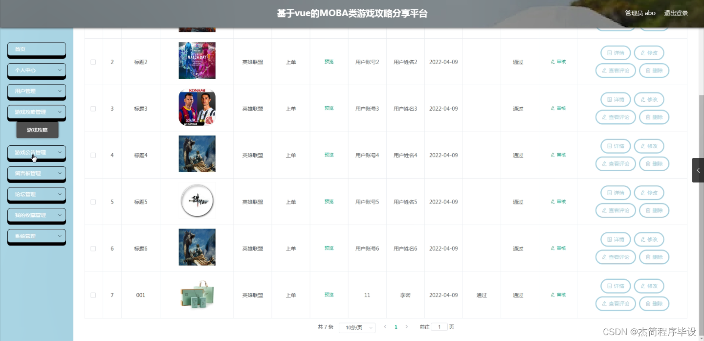 Java计算机毕业设计基于vue的moba类游戏攻略分享平台(附源码 Springboot 开题 论文) Csdn博客