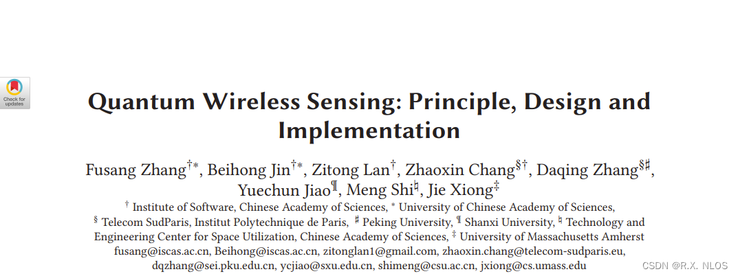 无线感知论文速览 | Mobicom 2023 量子WiFi感知 Quantum Wireless Sensing: Principle, Design and Implementation ...