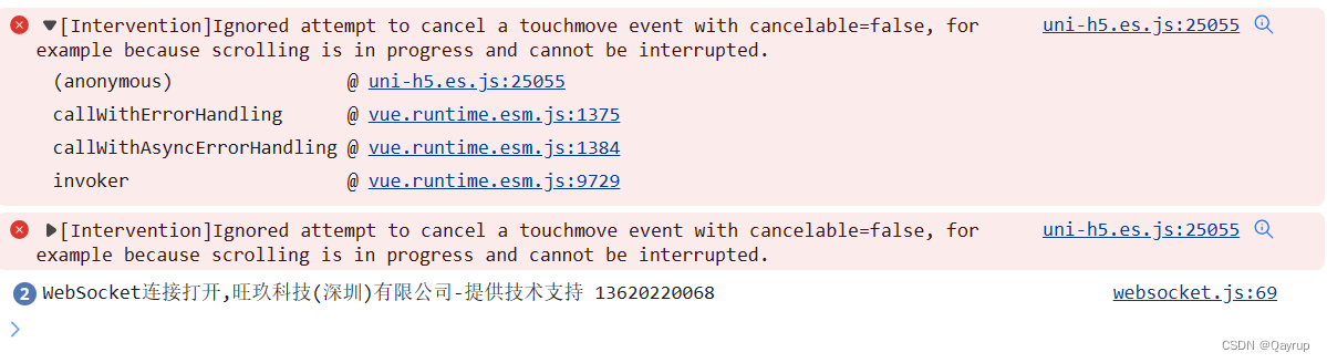 uni-h5.es.js:25055 [Intervention]Ignored attempt to cancel a touchmove event with cancelable ...