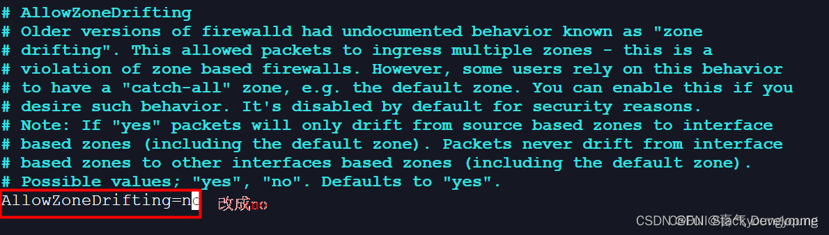 Linux WARNING: AllowZoneDrifting is enabled. This is considered an insecure configuration option ...